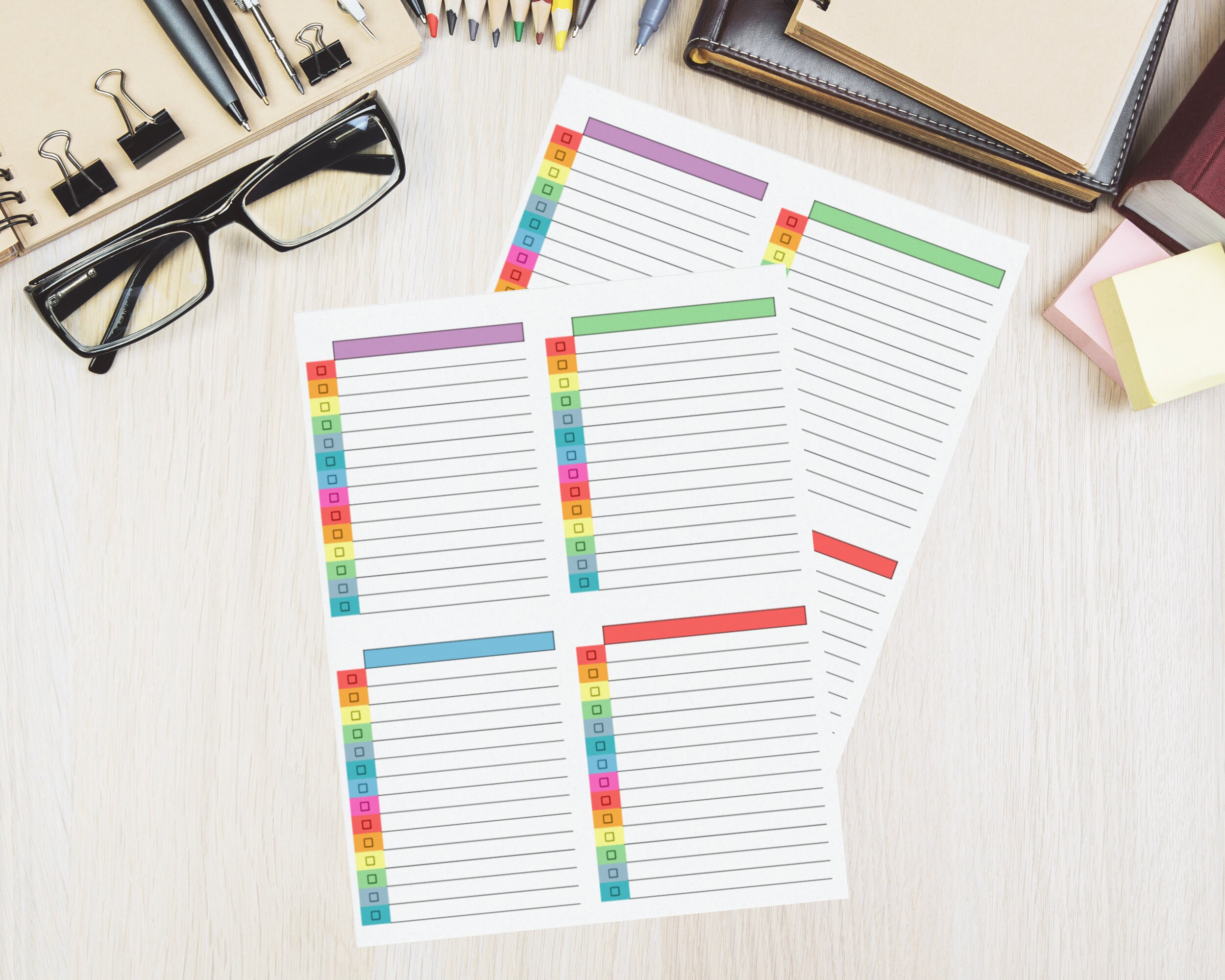 Multi-color Blank Checklist Printable PDF, Blank to Do List, Minimalist ...