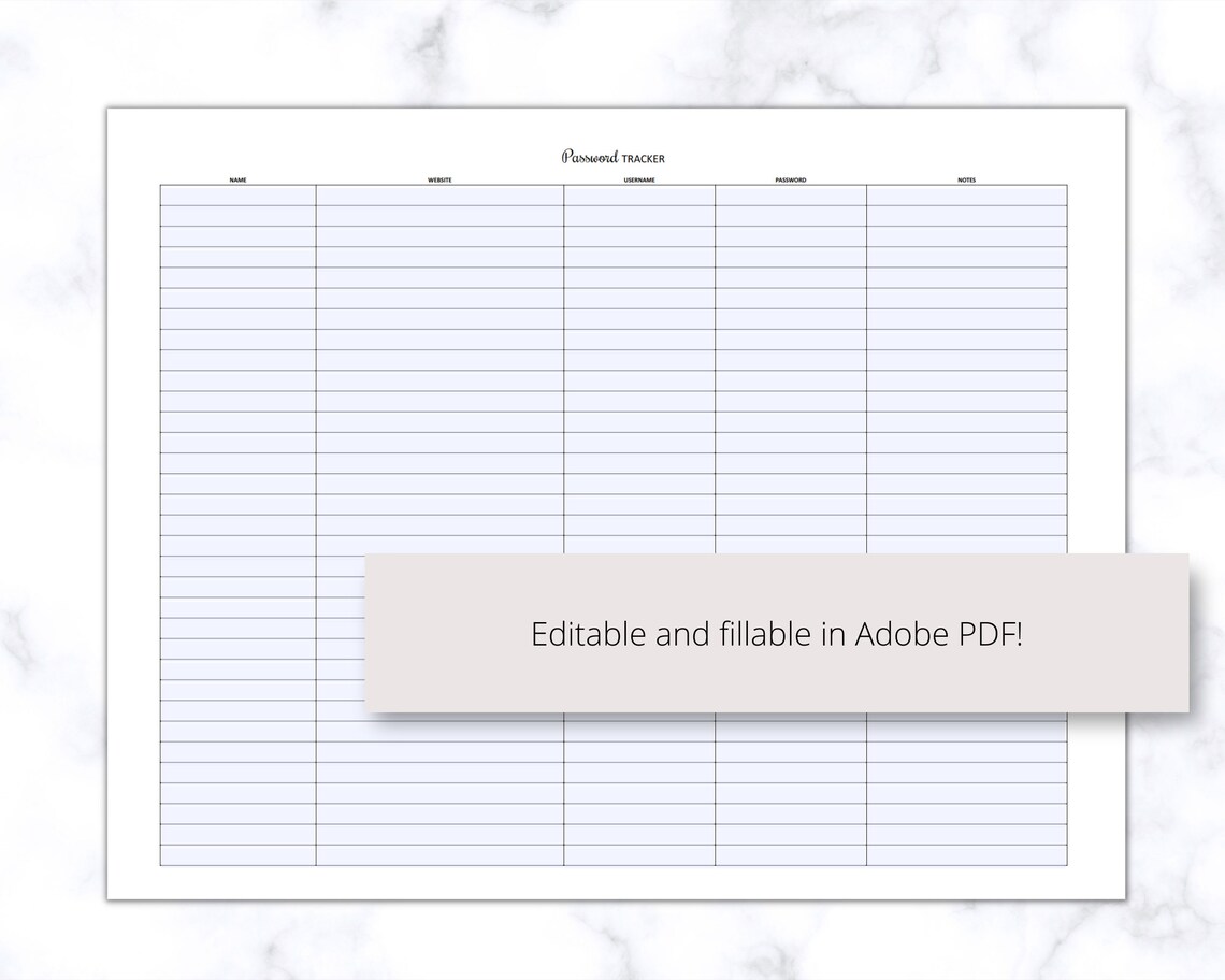 Password Tracker Printable PDF, Account Tracker, Login Tracker, Cheat ...