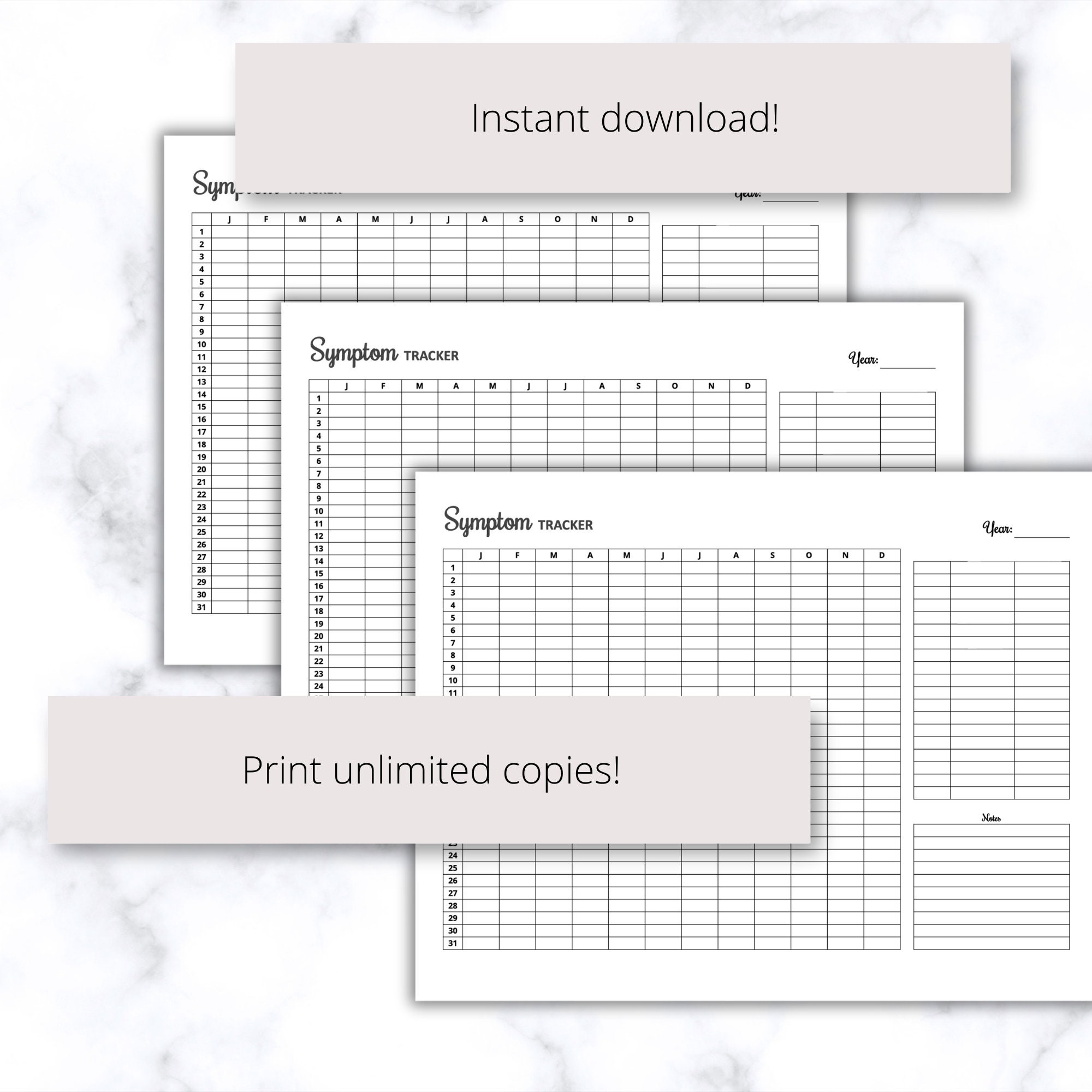 Symptom Tracker Printable PDF, Daily Symptoms Tracker, Illness Tracker ...
