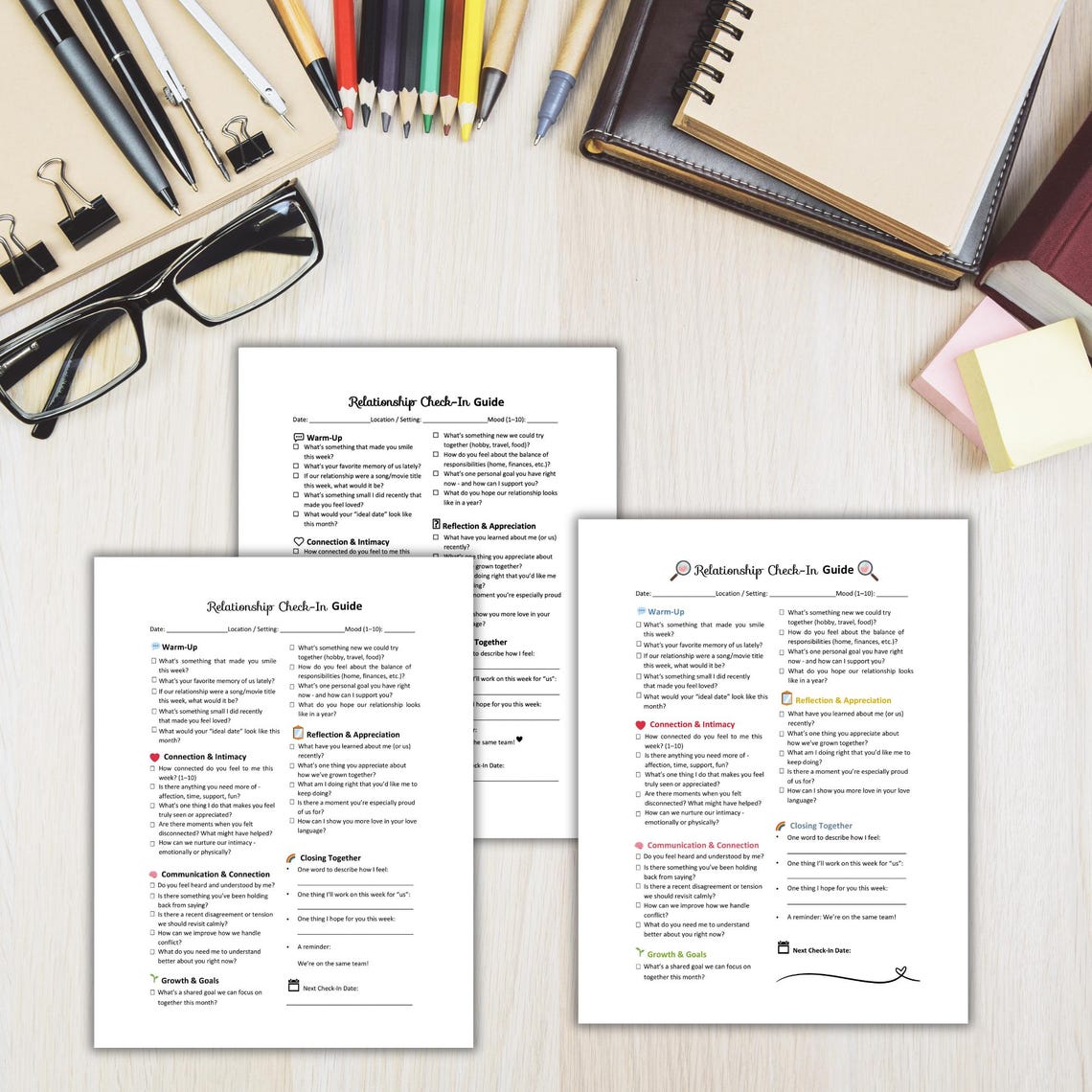 Relationship Check-in Questions Printable PDF, Couples Communication ...