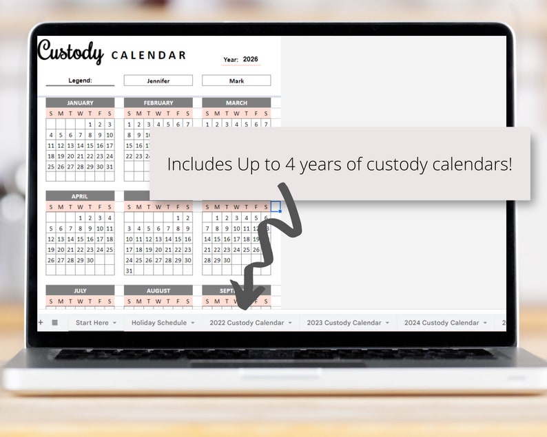 Co-parenting Calendar Google Sheets Spreadsheet Co Parenting - Etsy