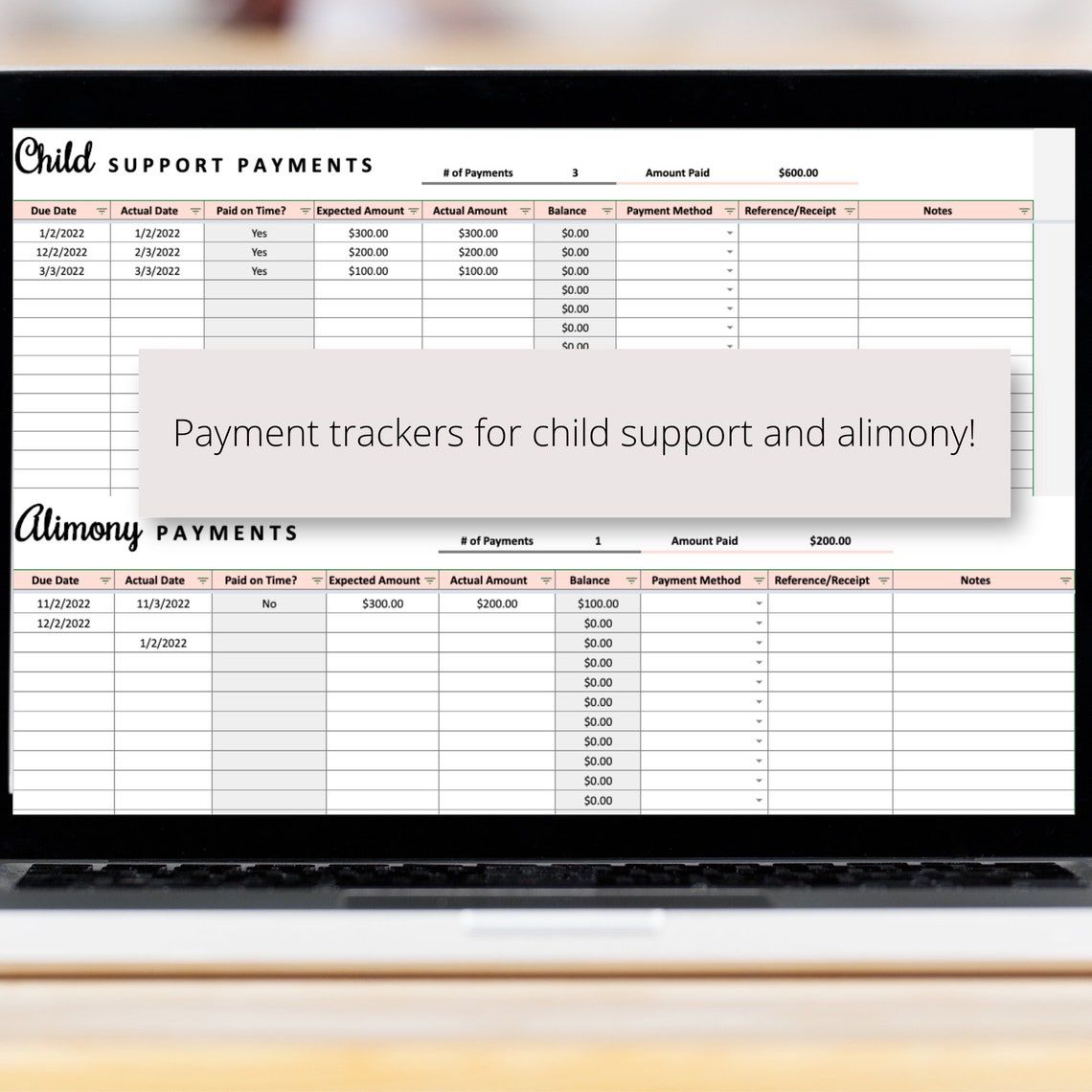 Child Support Tracker Google Sheets Spreadsheet, Child Custody Planner ...