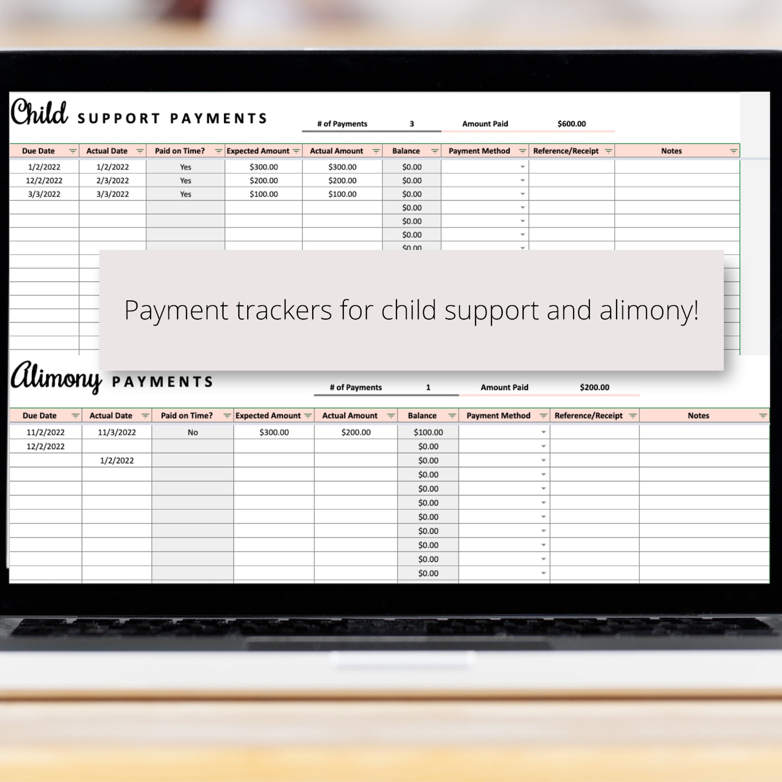 Child Support Tracker Google Sheets Spreadsheet, Child Custody Planner ...