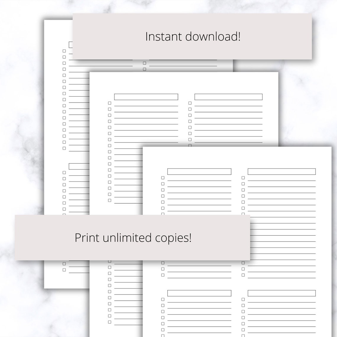 Blank Checklist Printable PDF A5, Blank to Do List PDF A5, Minimalist ...
