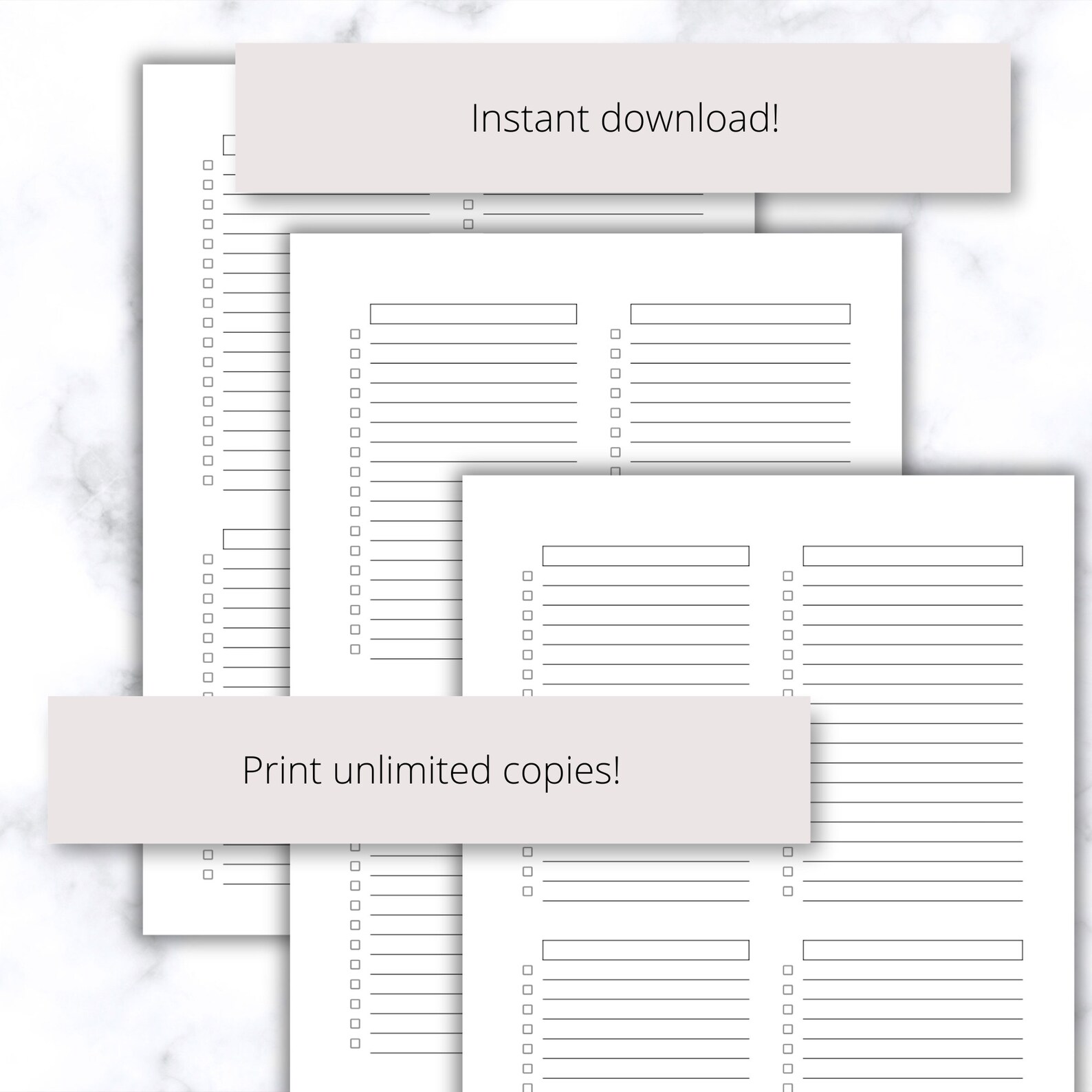 Blank Checklist Printable PDF A5, Blank to Do List PDF A5, Minimalist ...