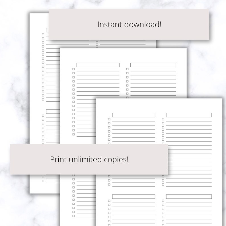 Blank Checklist Printable PDF A5, Blank to Do List PDF A5, Minimalist ...