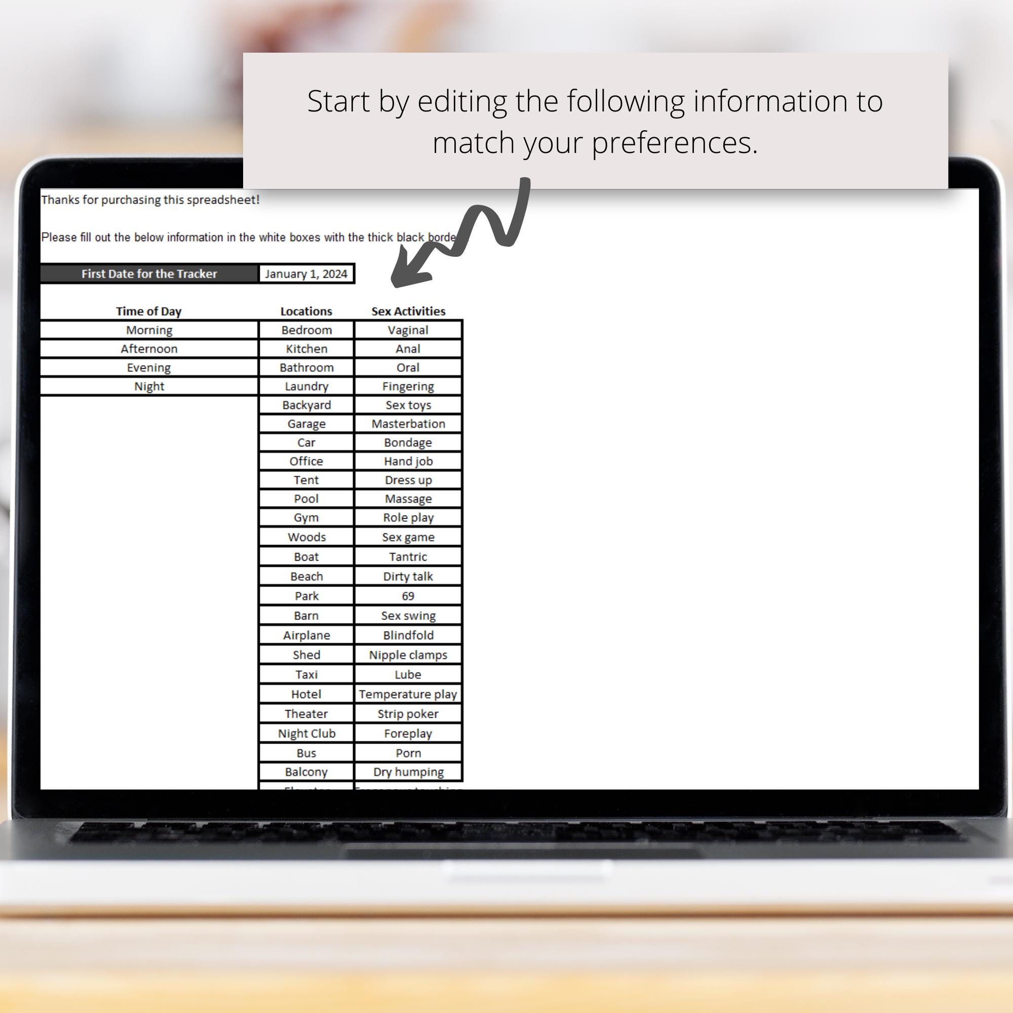 Sex Tracker Excel Spreadsheet Template Track Sex Safe Sex Tracker Sexual Activity Tracker