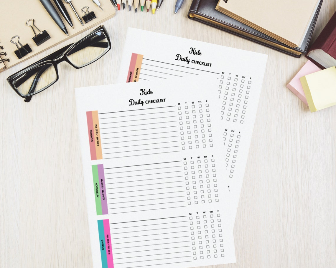 Kids Daily Checklist Printable PDF, Children's Daily Schedule, Daily ...