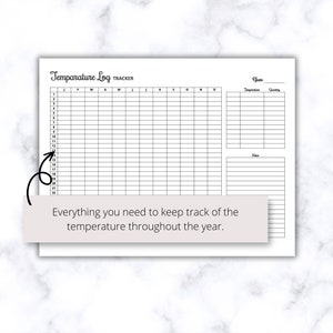 Temperature Log Printable PDF, Temperature Tracker Printable, Editable ...