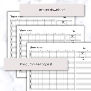 Shower Tracker Printable PDF, Bath Tracker, Shower Log Template, Hair ...