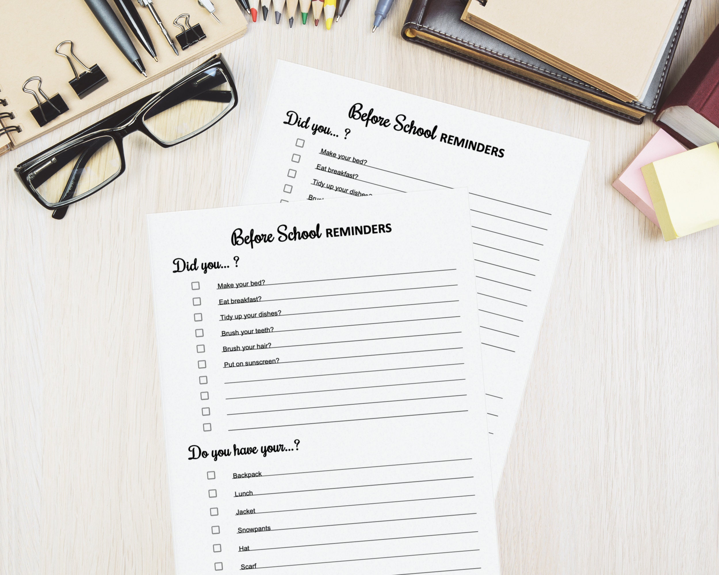 Before School Reminders Checklist PDF, Getting Ready for School ...