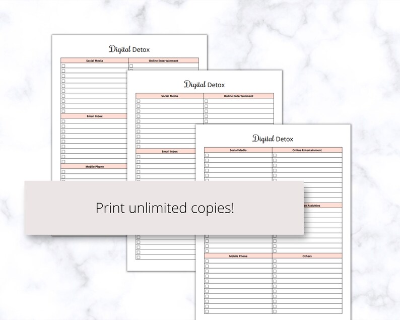 Digital Detox Checklist Printable PDF, Digital Detox Planner, Digital ...