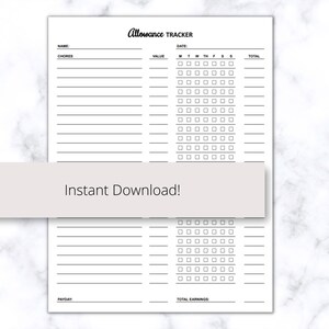 Daily Allowance Tracker Printable PDF, Allowance Tracker for Kids ...