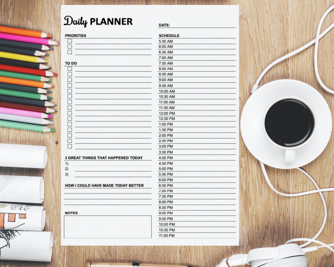 Editable Daily Planner Printable PDF, Daily Organizer, Productivity ...