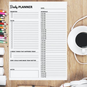Editable Daily Planner Printable PDF, Daily Organizer, Productivity ...