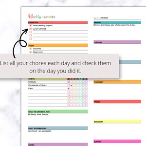 Multi-color Weekly Planner Printable PDF, Week Organizer, Productivity ...