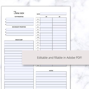 Time Box Planner Printable PDF, Daily Time Planner, Time Management ...