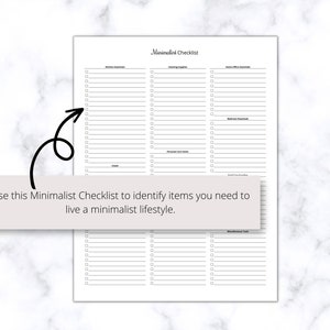 Minimalist Checklist Printable PDF, Minimalist Decluttering Checklist ...