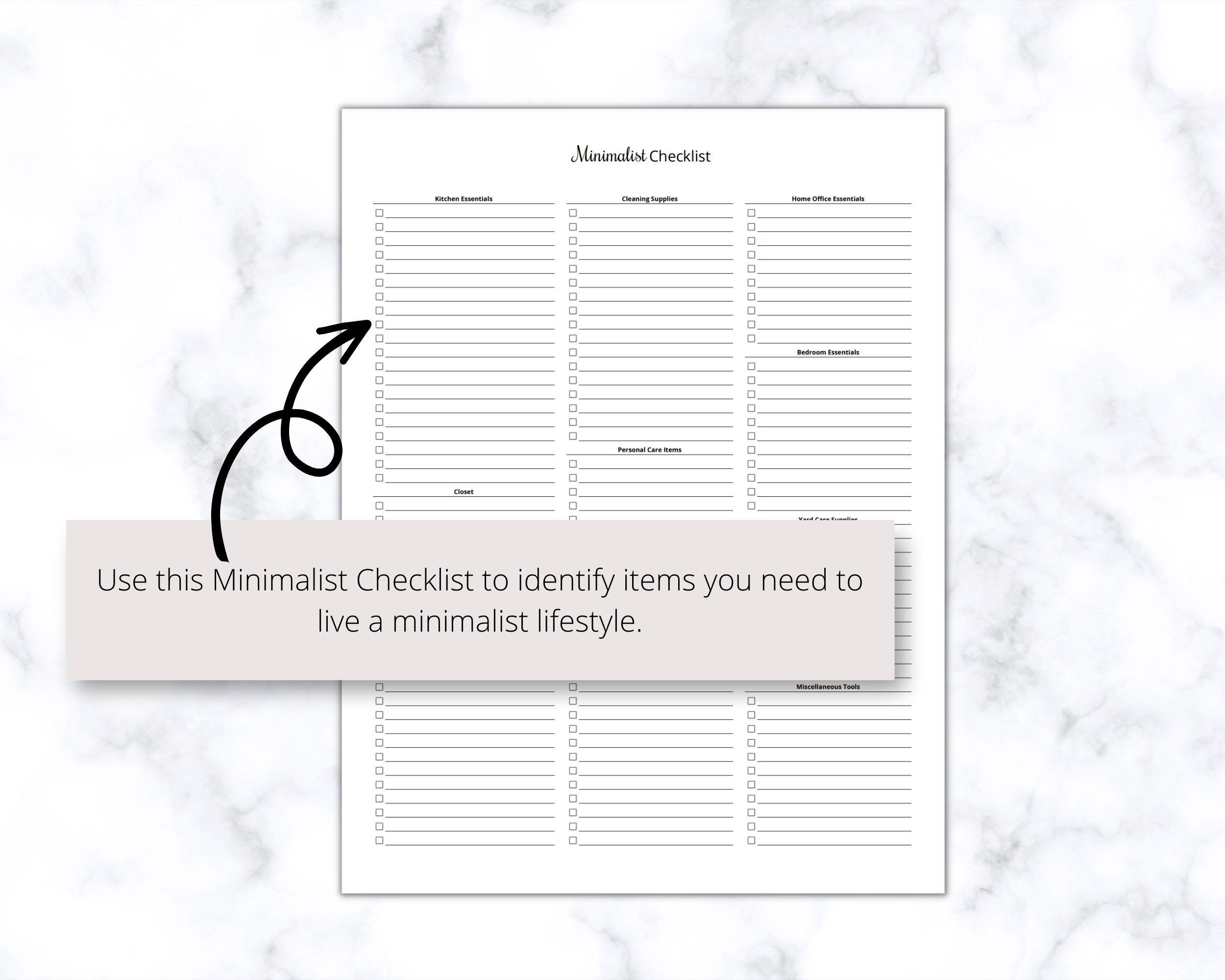 Minimalist Checklist Printable PDF, Minimalist Decluttering Checklist PDF, Minimalist Purge ...