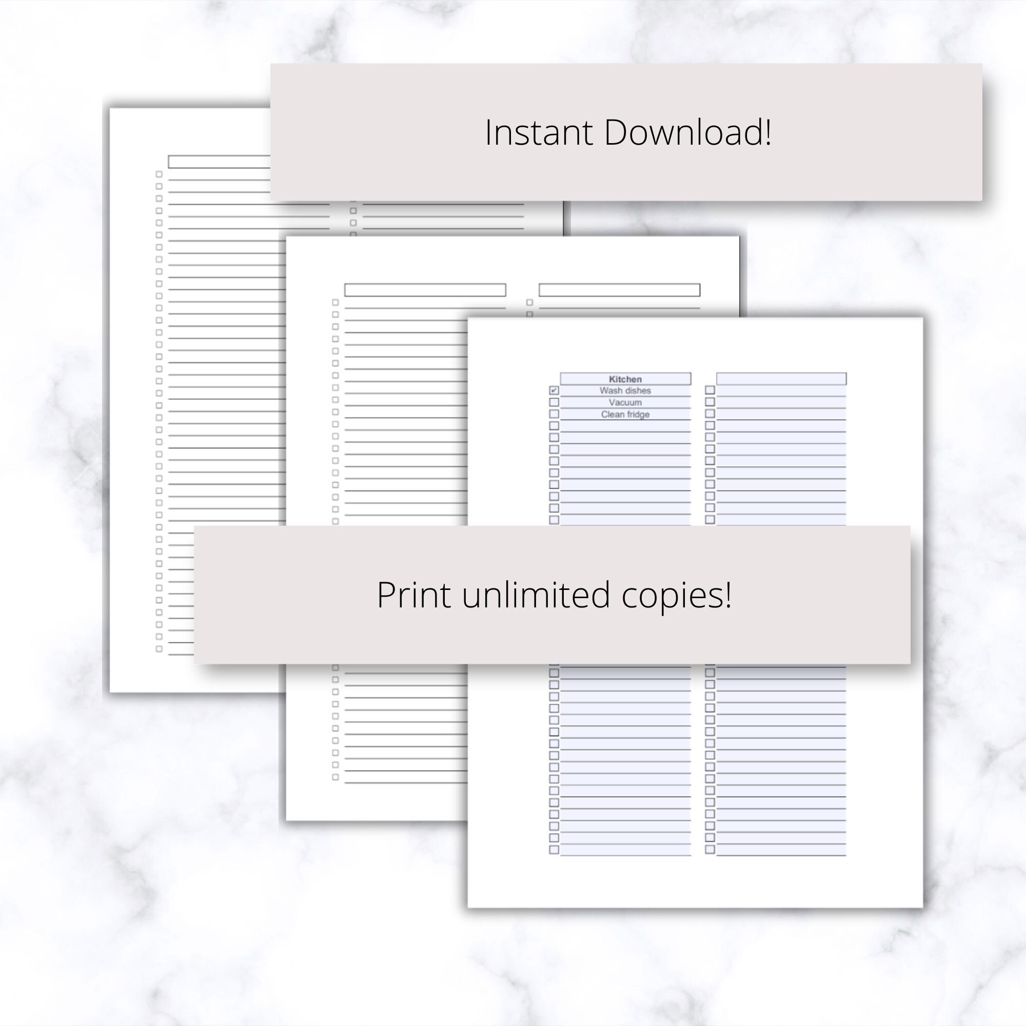 Minimalist Blank Checklist Printable: Editable To-do List (PDF) - Etsy