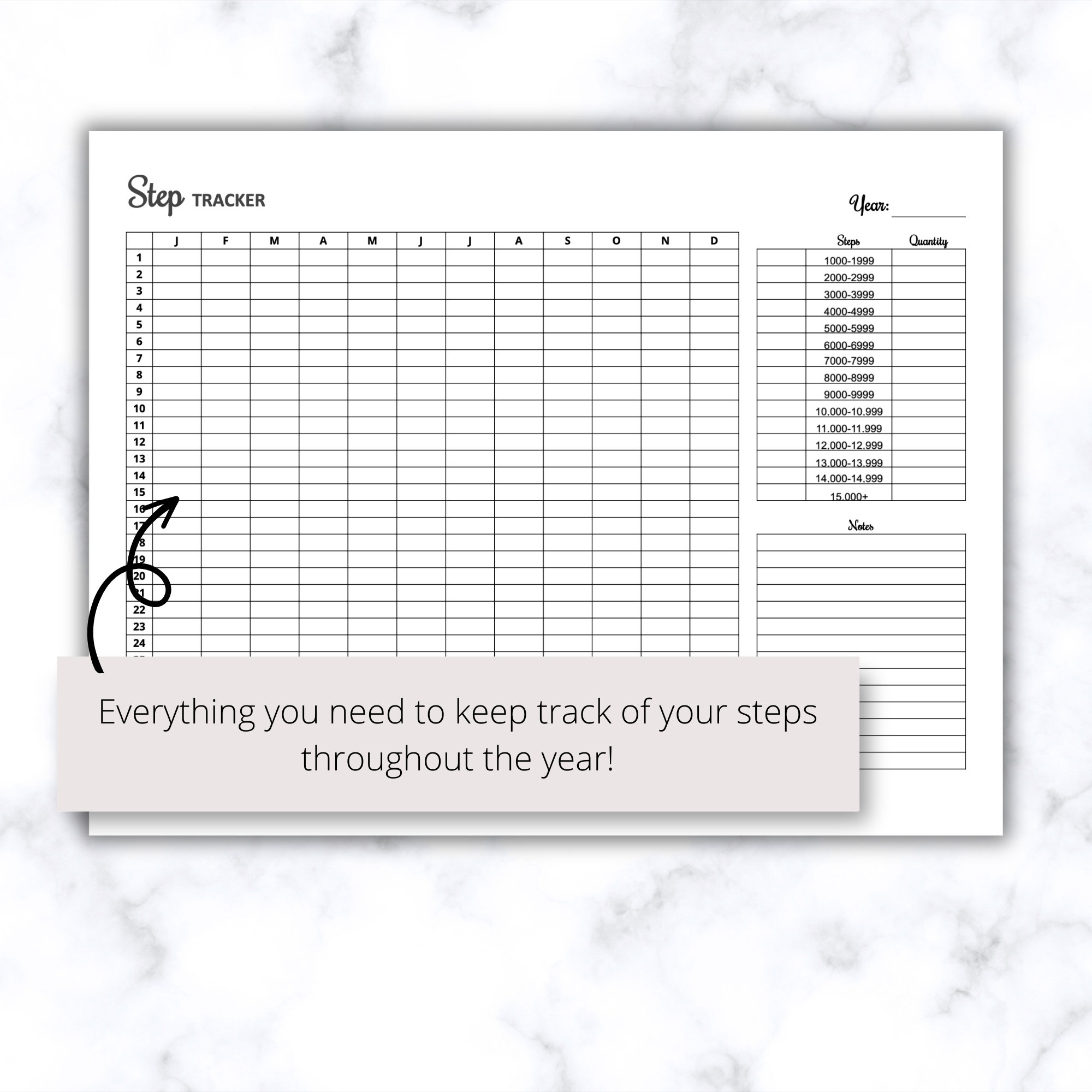 Step Tracker Printable PDF, Steps Counter Printable PDF, Count My Steps ...