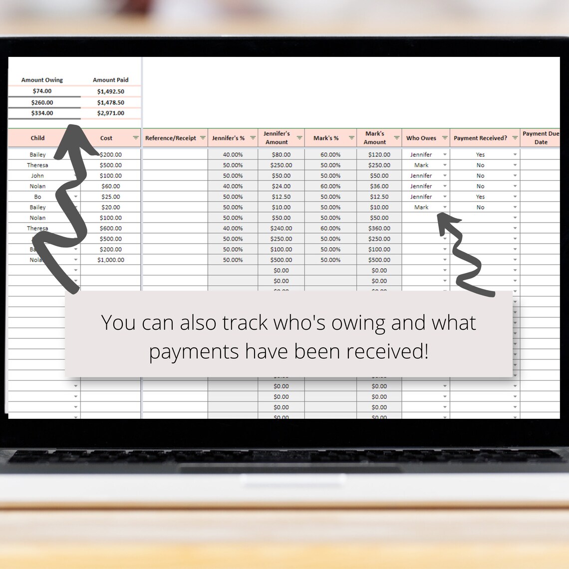 Child Support Tracker Google Sheets Spreadsheet, Child Custody Planner ...