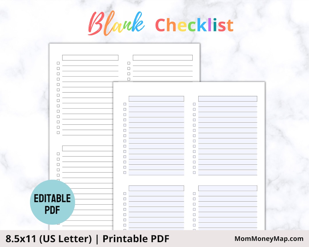 Blank Checklist Printable PDF Blank to Do List Minimalist to - Etsy