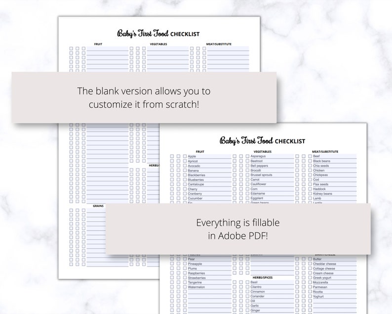 Baby's First Foods Checklist Printable PDF, Baby Food Tracker, Baby ...