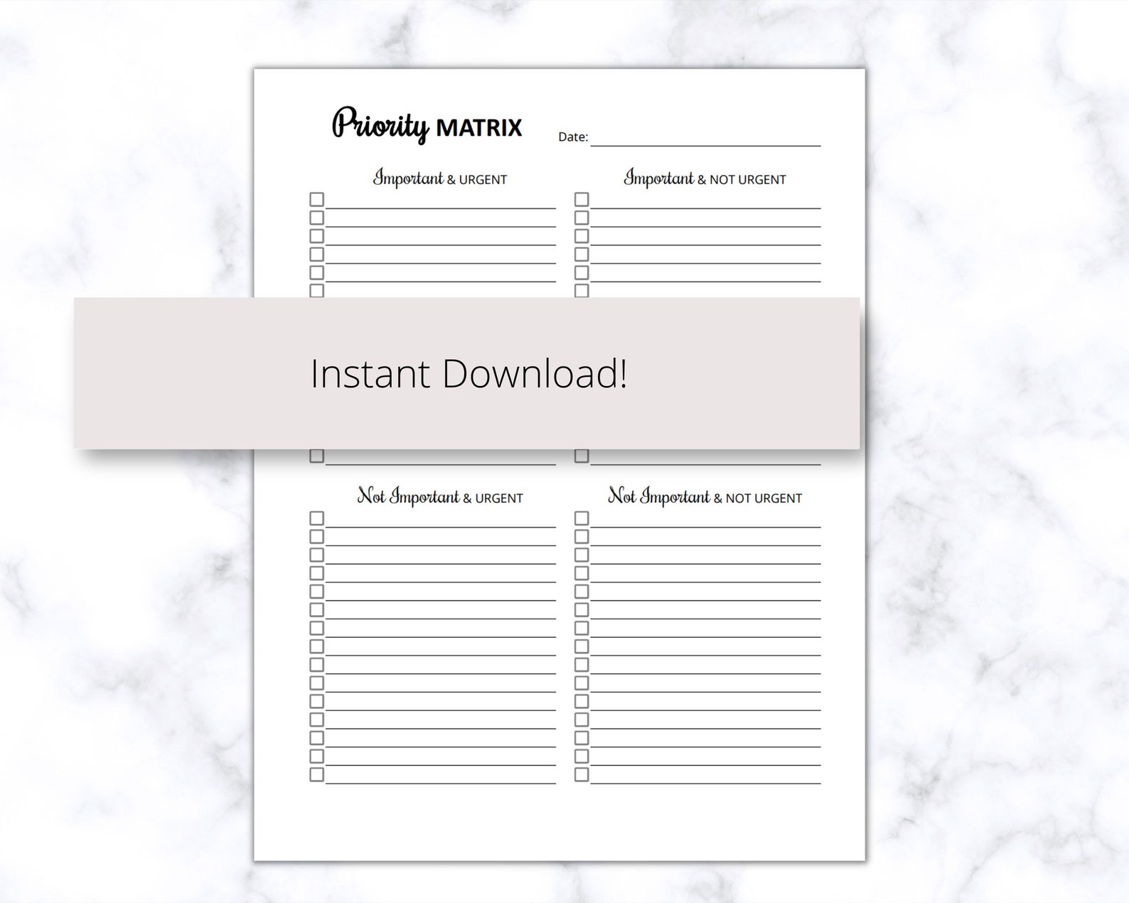 Priority Matrix Printable PDF, Eisenhower Matrix PDF Template, Priority ...