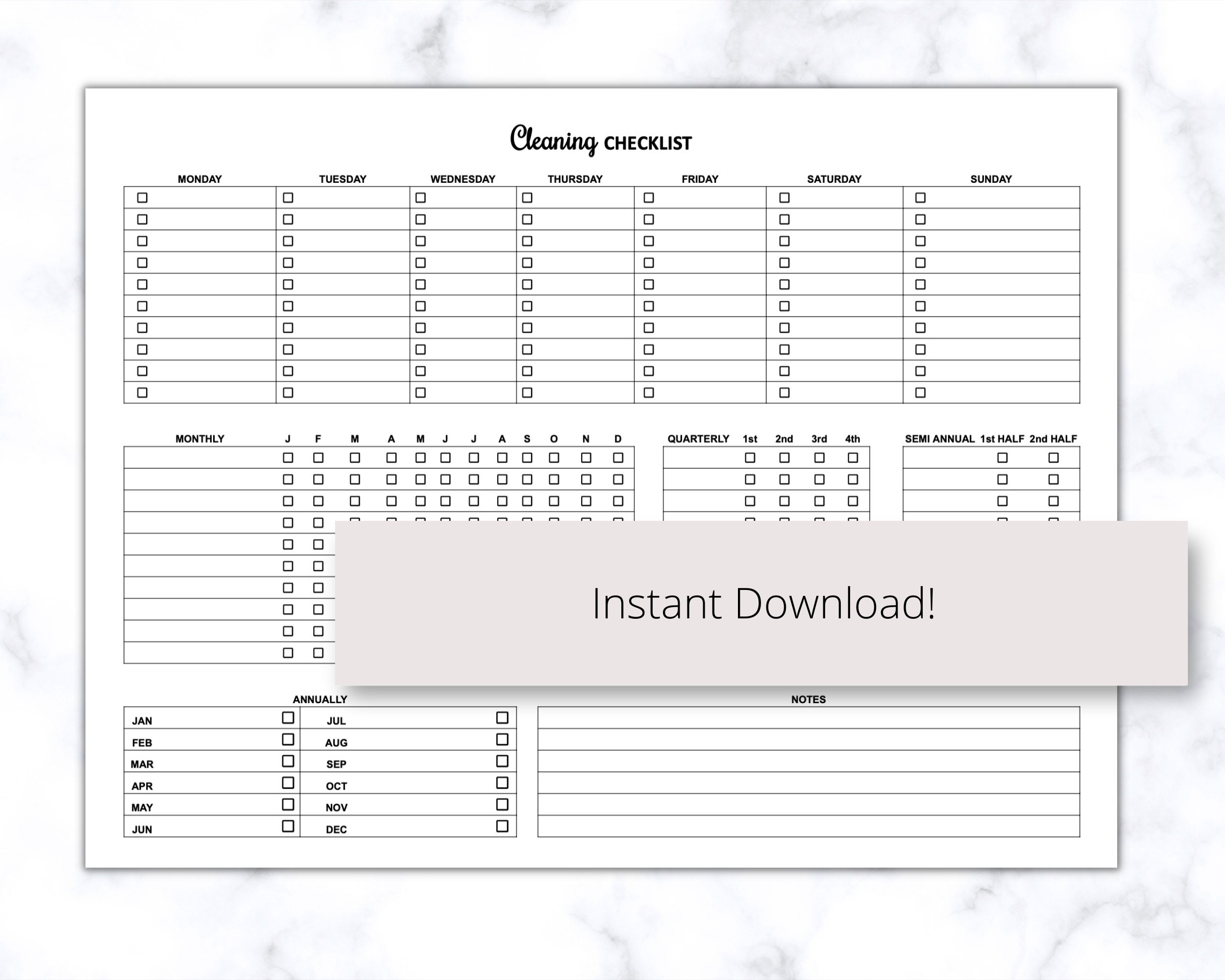 Simple Cleaning Checklist Printable PDF, Housekeeping Checklist, House ...
