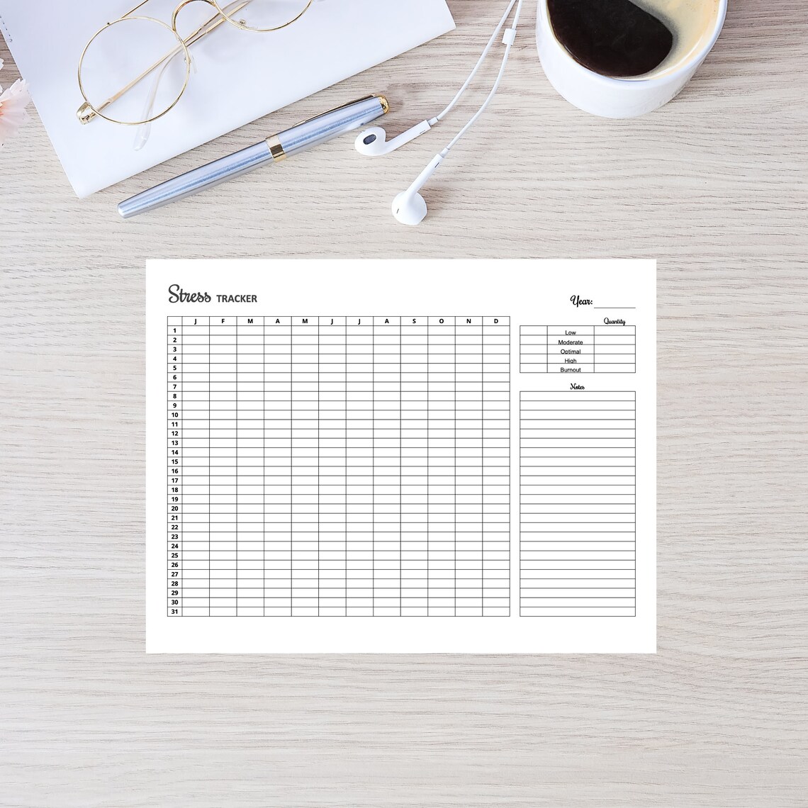 Stress Tracker Printable PDF, Daily Stress Log, Stress Tracker for Work ...