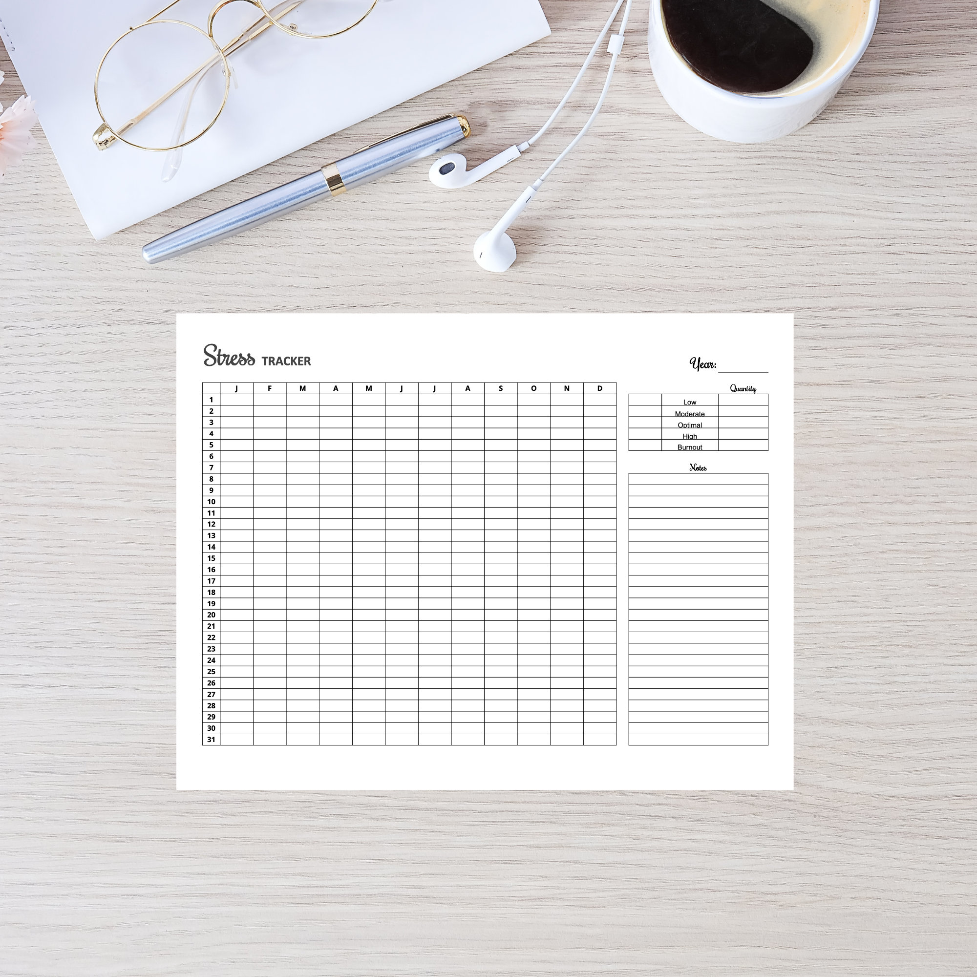 Stress Tracker Printable PDF, Daily Stress Log, Stress Tracker for Work ...