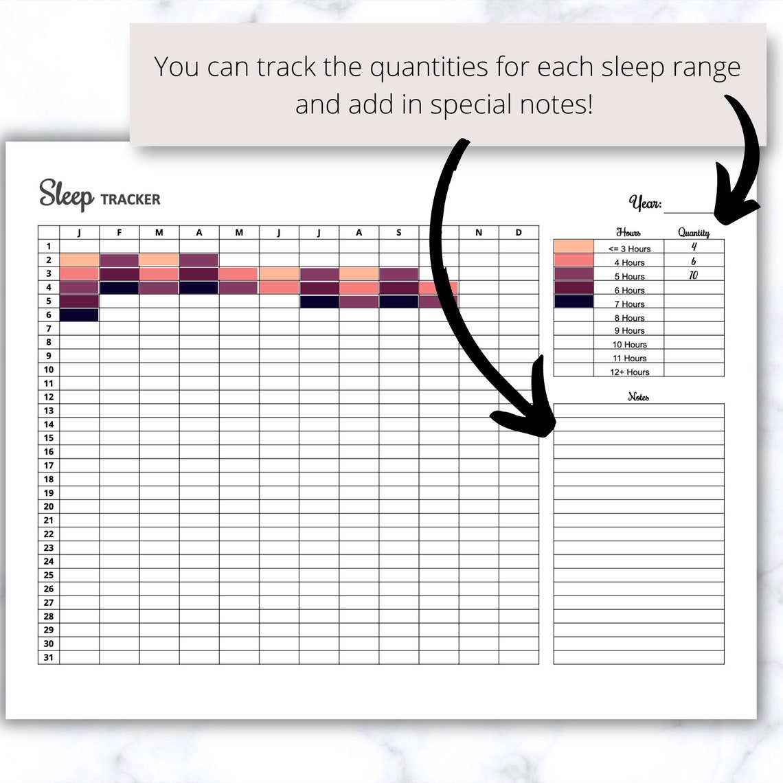Sleep Tracker Printable PDF, Sleep Log Printable, Sleep Tracker Sheet ...