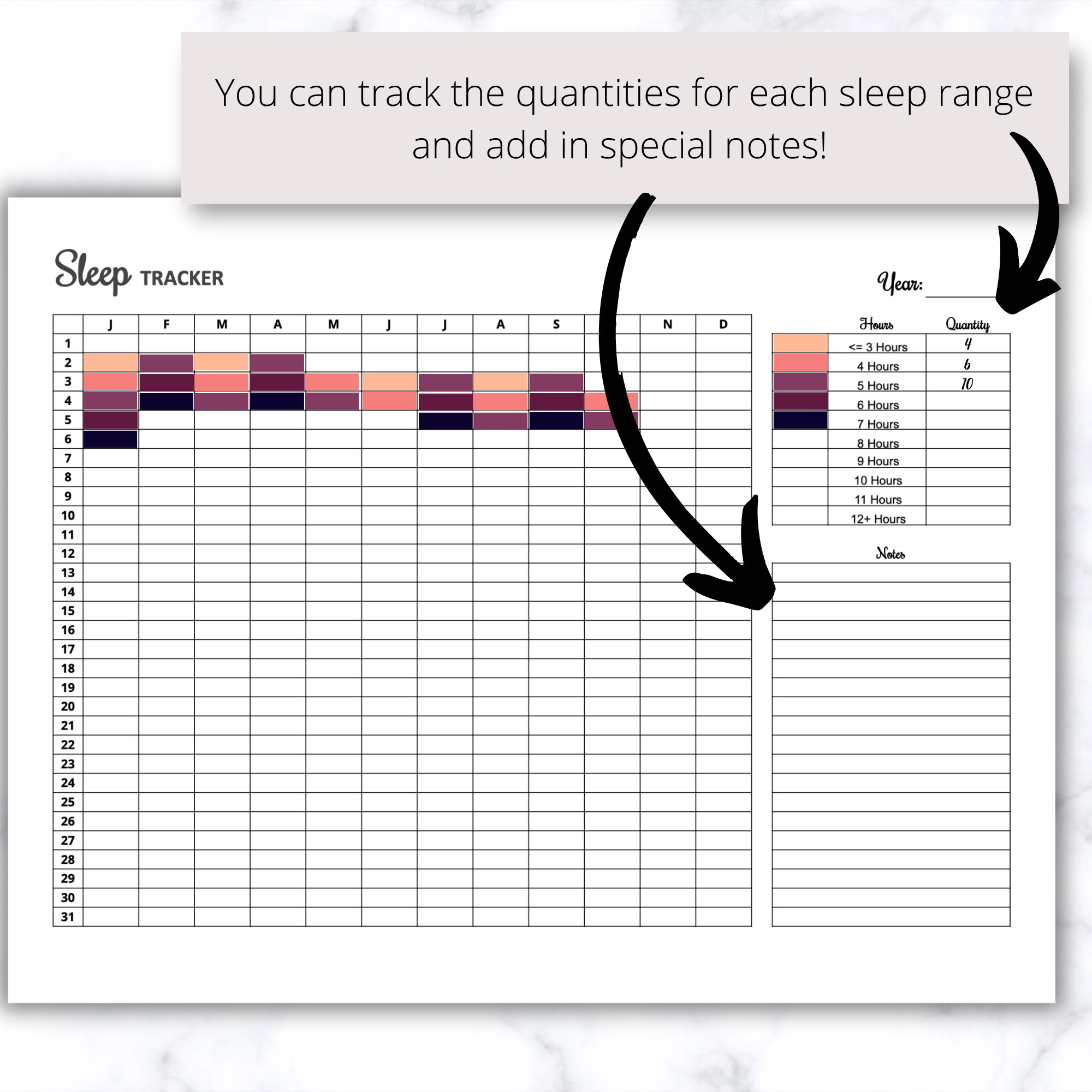 Sleep Tracker Printable PDF, Sleep Log Printable, Sleep Tracker Sheet ...