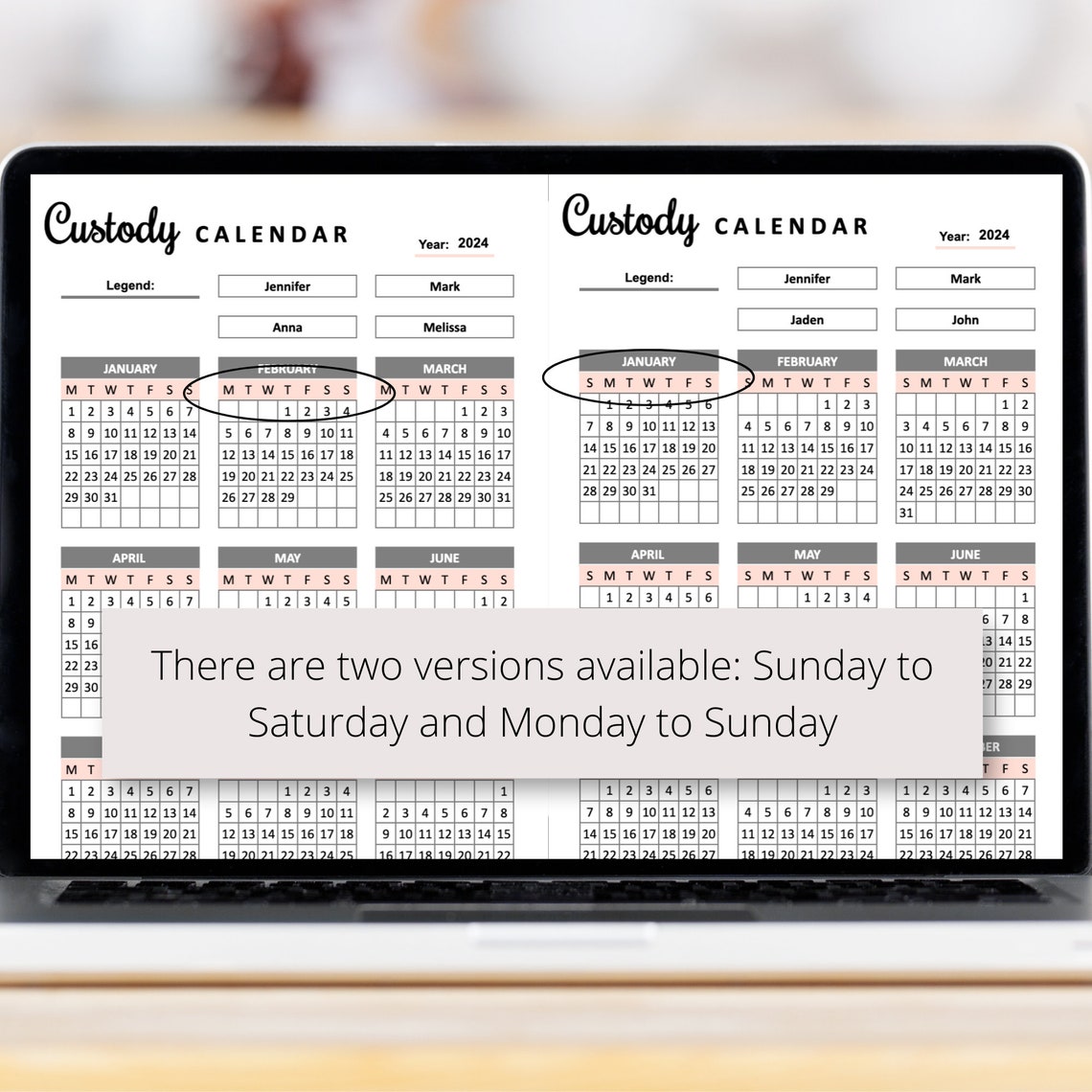4 Guardians Co-parenting Calendar Google Sheets Spreadsheet, Co ...