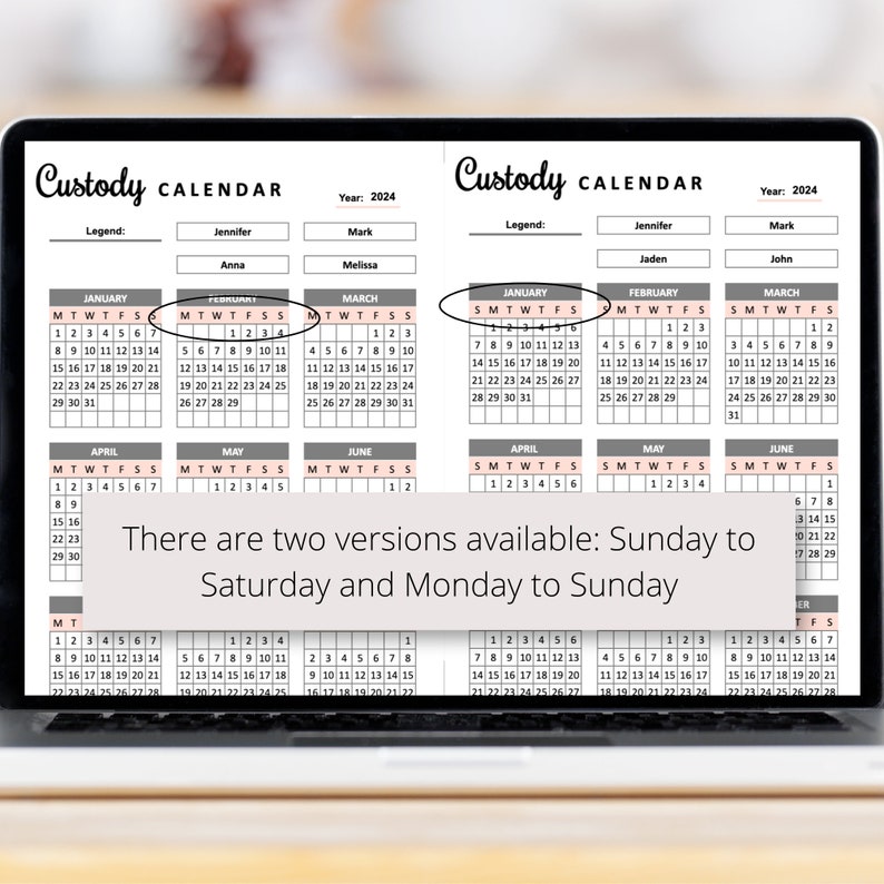 4 Guardians Co-parenting Calendar Google Sheets Spreadsheet, Co ...