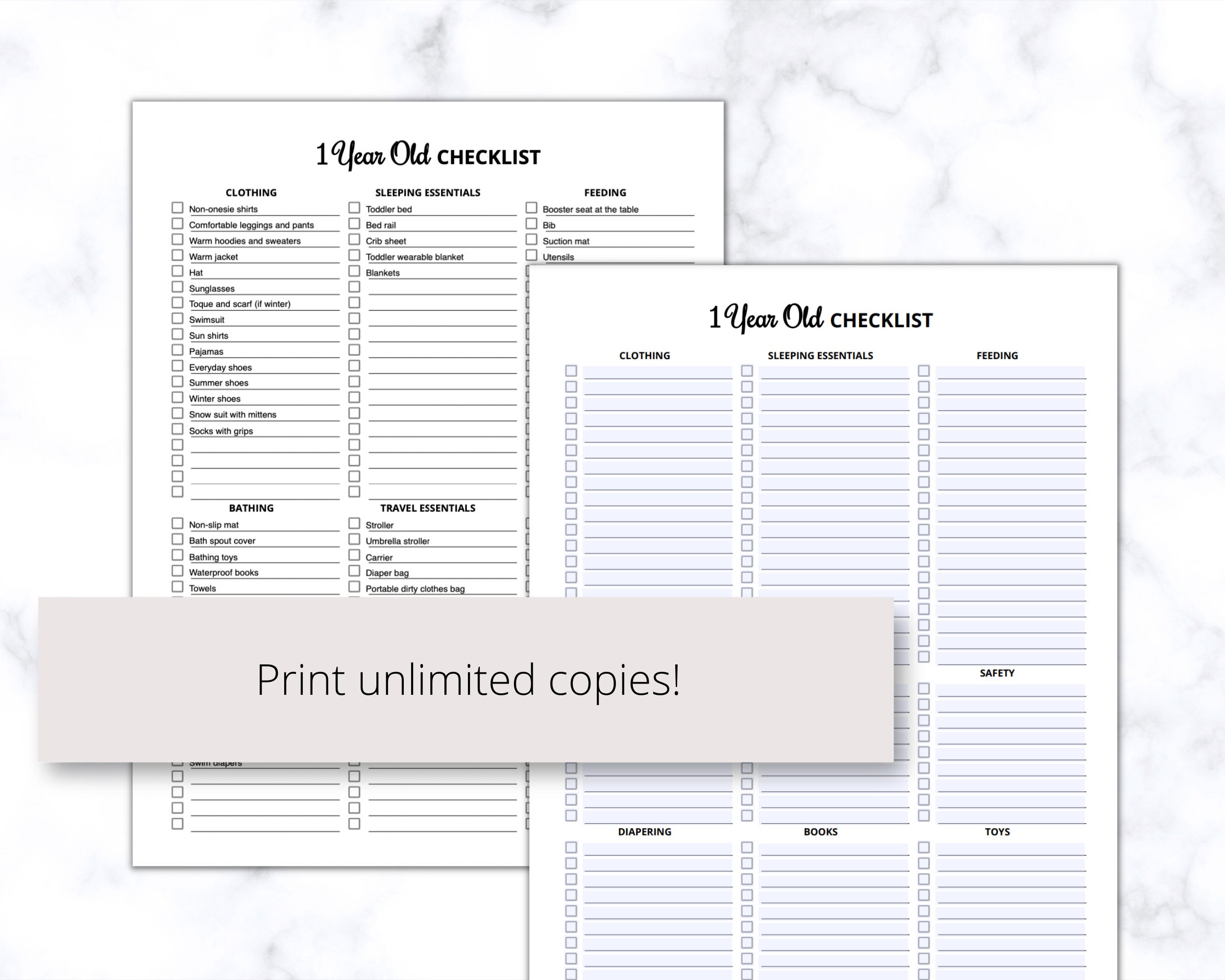 1 Year Old Essentials Checklist Printable PDF, Toddler Essentials List ...