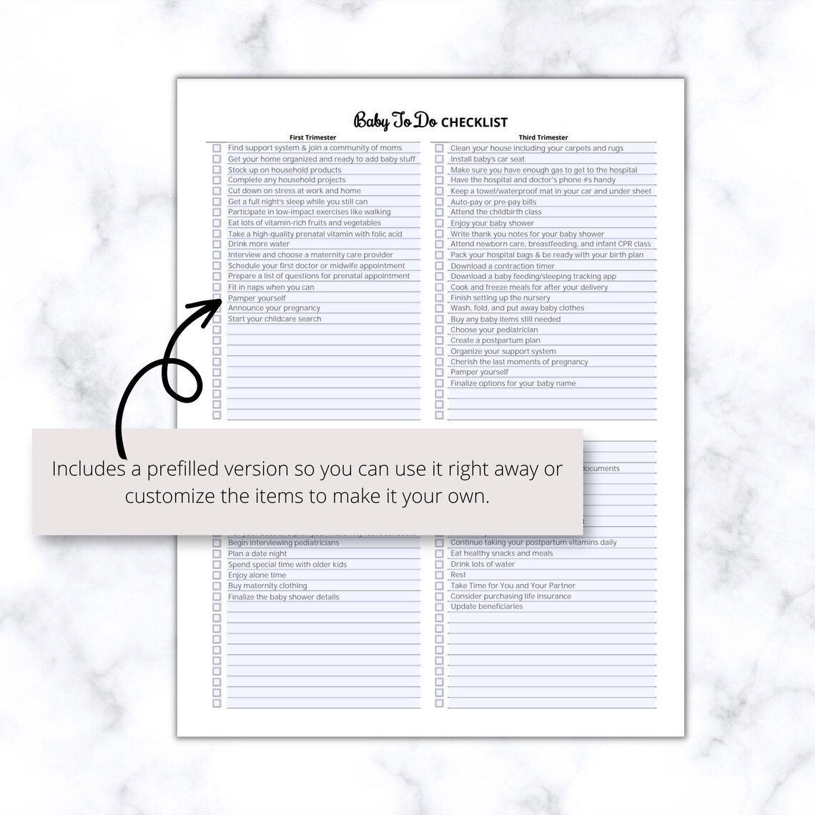Baby to Do List Printable PDF, List of Things to Do Before Baby Arrives ...