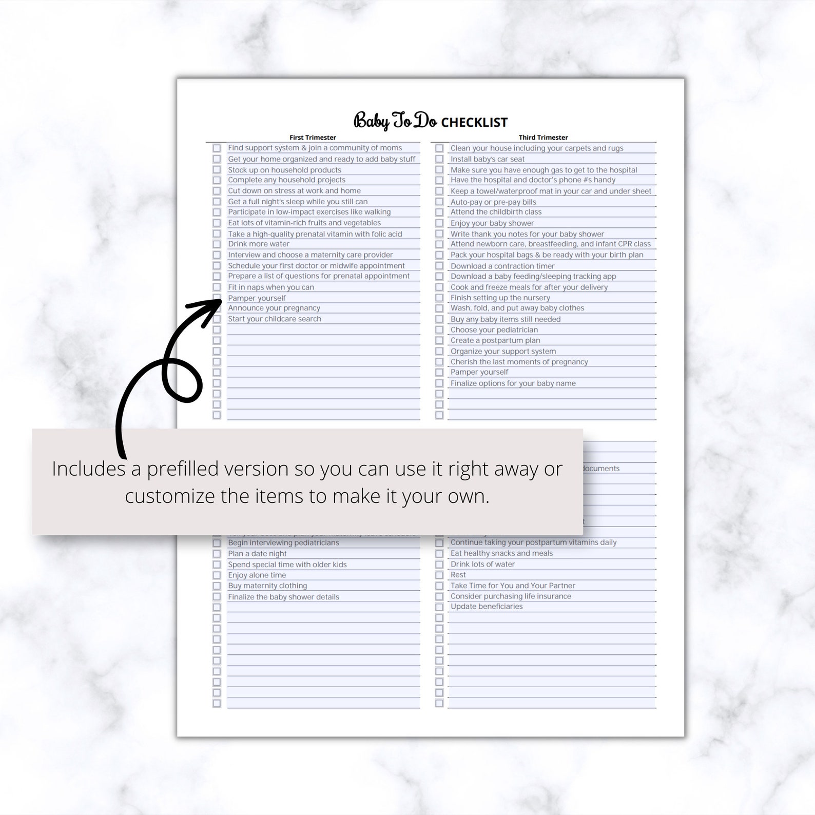 Baby to Do List Printable PDF, List of Things to Do Before Baby Arrives ...
