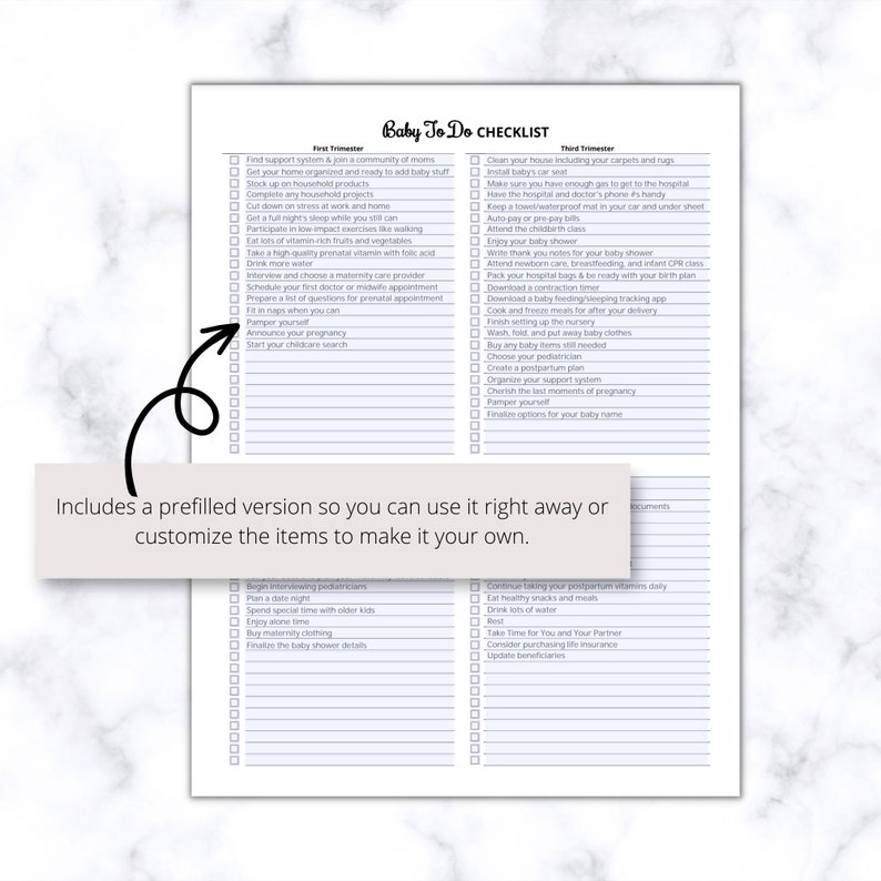 Baby to Do List Printable PDF, List of Things to Do Before Baby Arrives ...