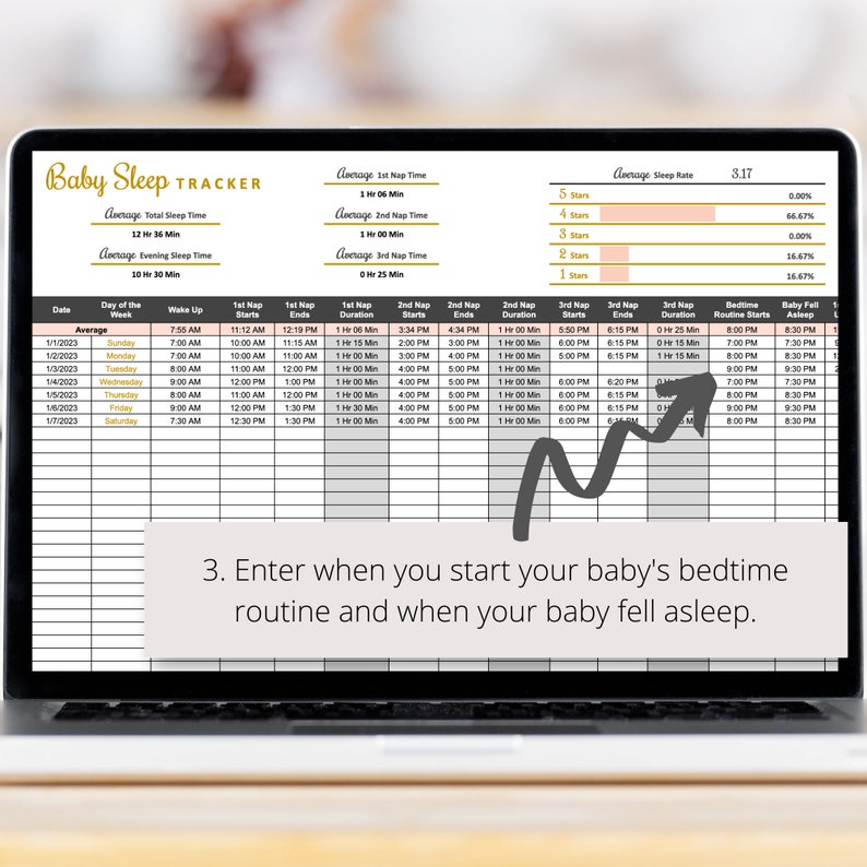 Baby Sleep Tracker Google Sheets Spreadsheet With Extended Wakeup and ...