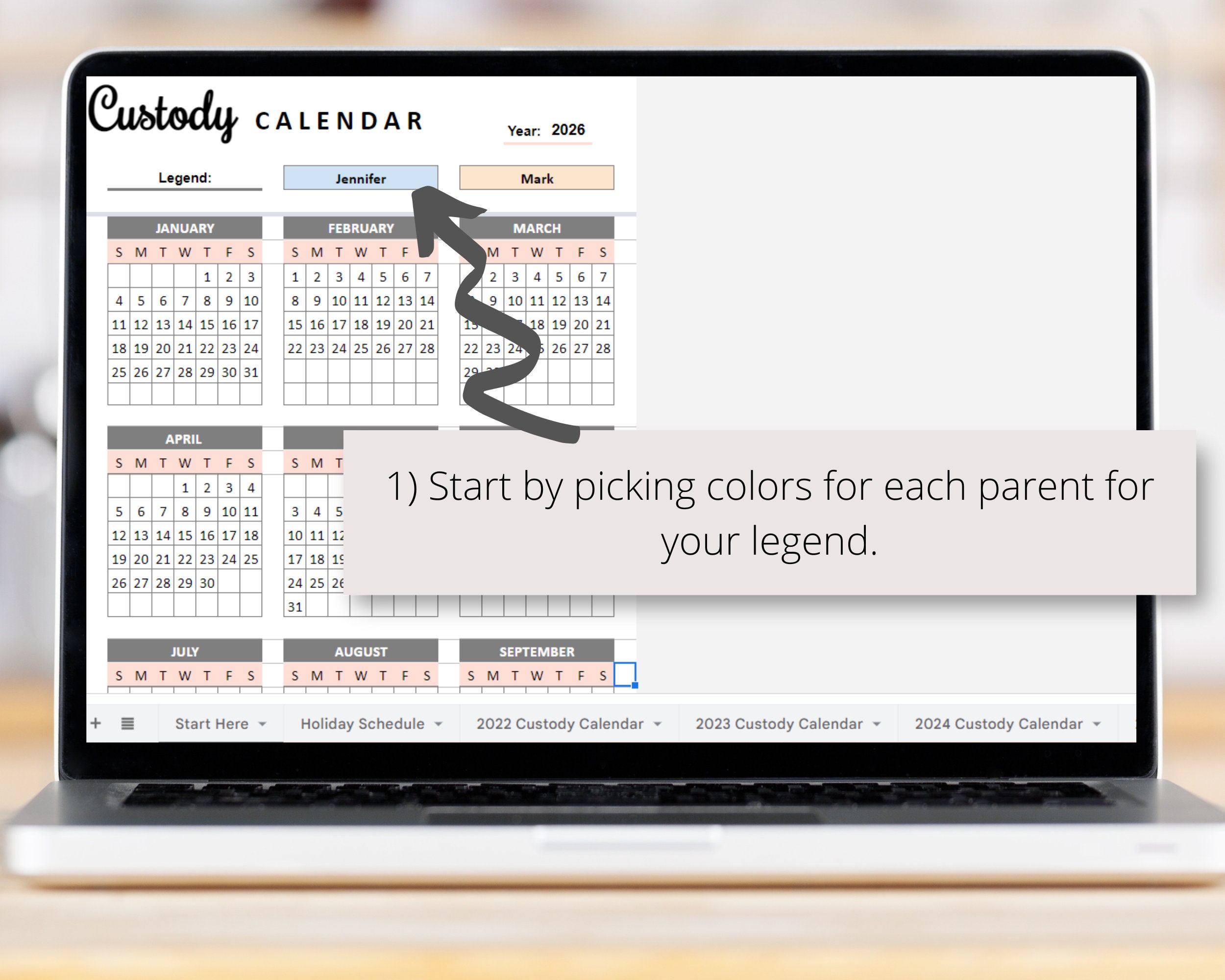 Co-parenting Calendar With Child's Information Google Sheets ...