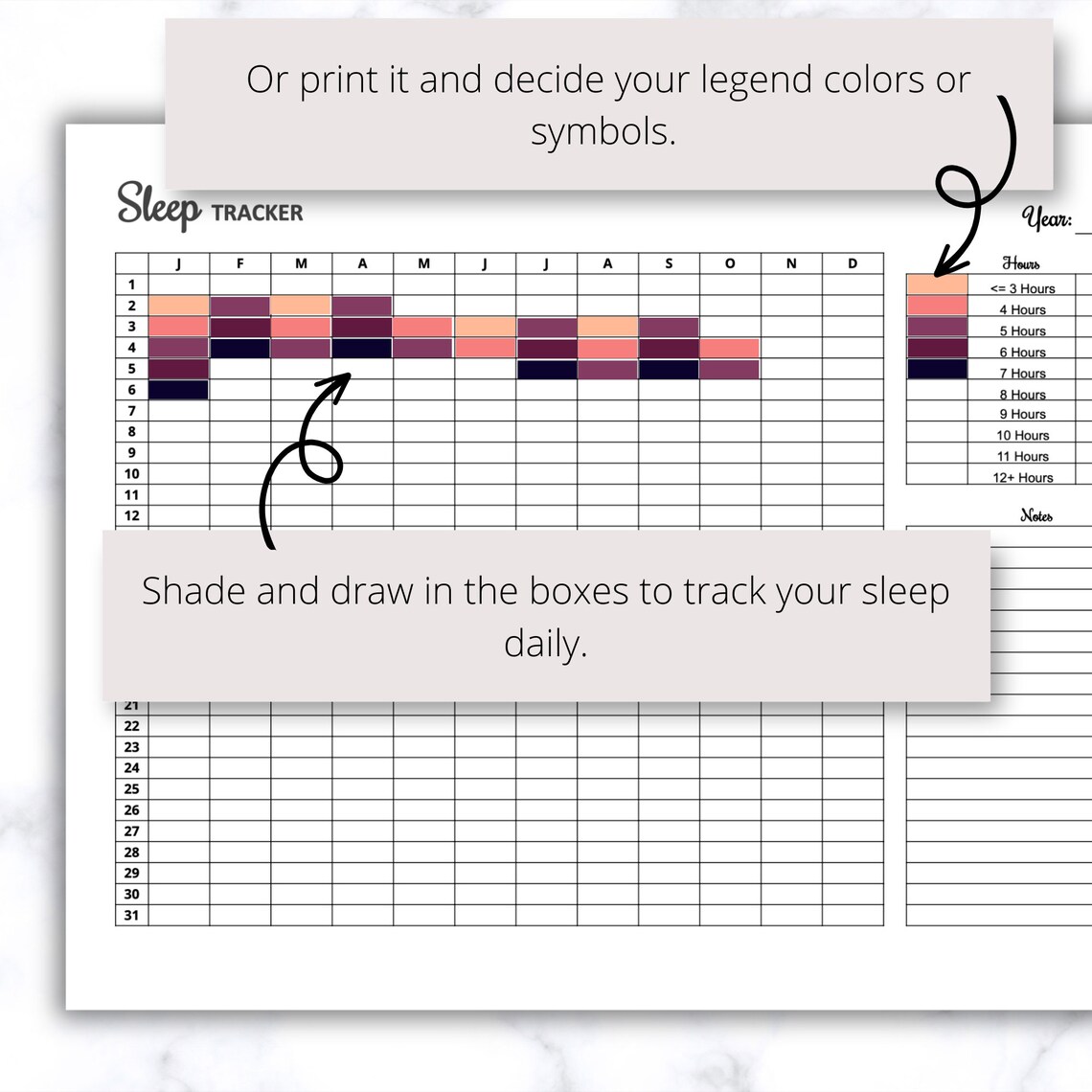 Sleep Tracker Printable PDF, Sleep Log Printable, Sleep Tracker Sheet ...