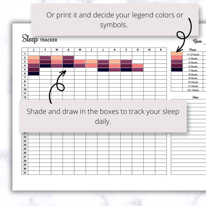 Sleep Tracker Printable PDF, Sleep Log Printable, Sleep Tracker Sheet ...