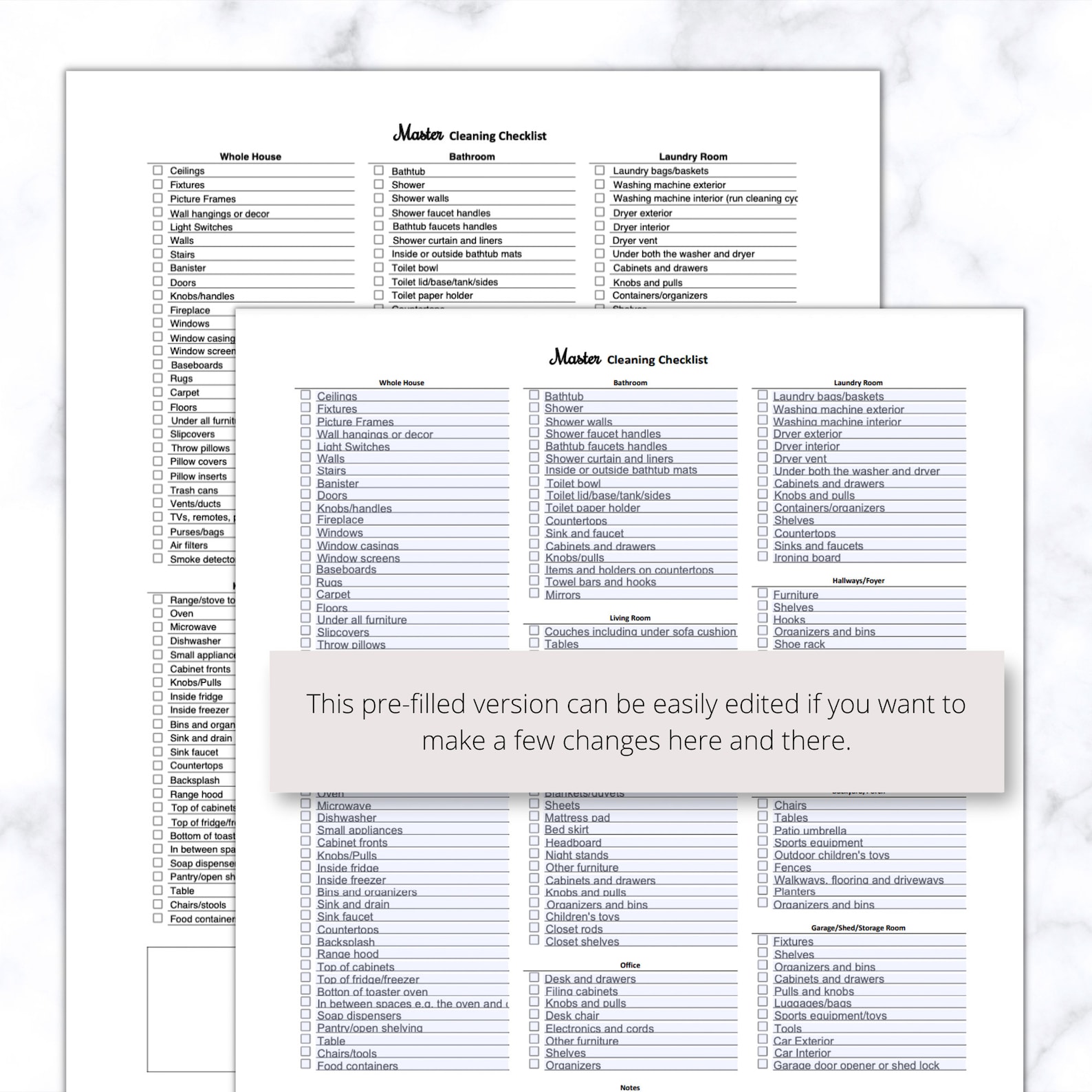 Master Cleaning List Printable PDF, Cleaning Checklist for House ...
