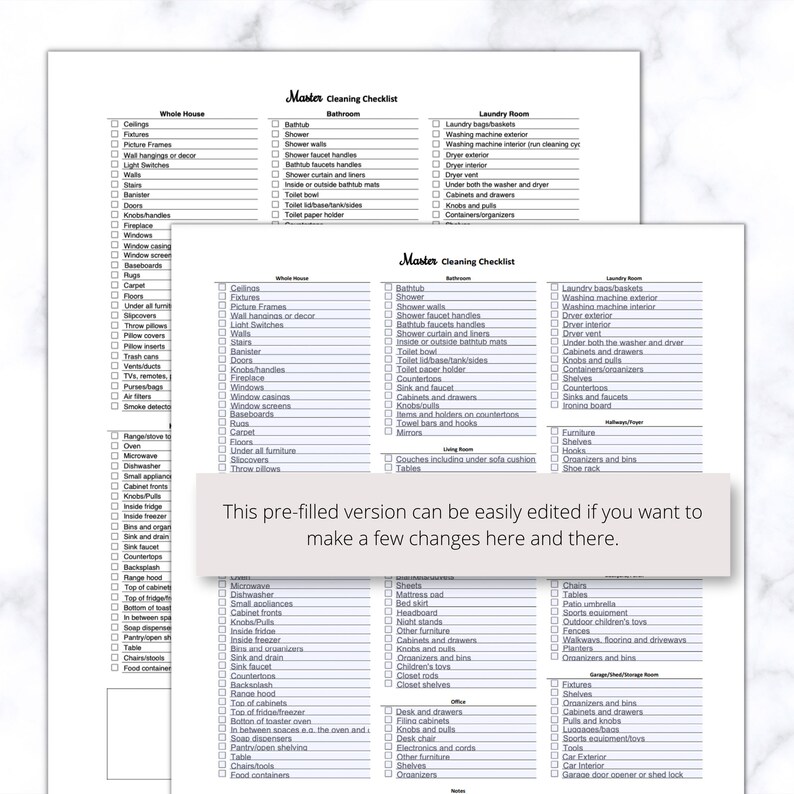 Master Cleaning List Printable PDF, Cleaning Checklist for House ...