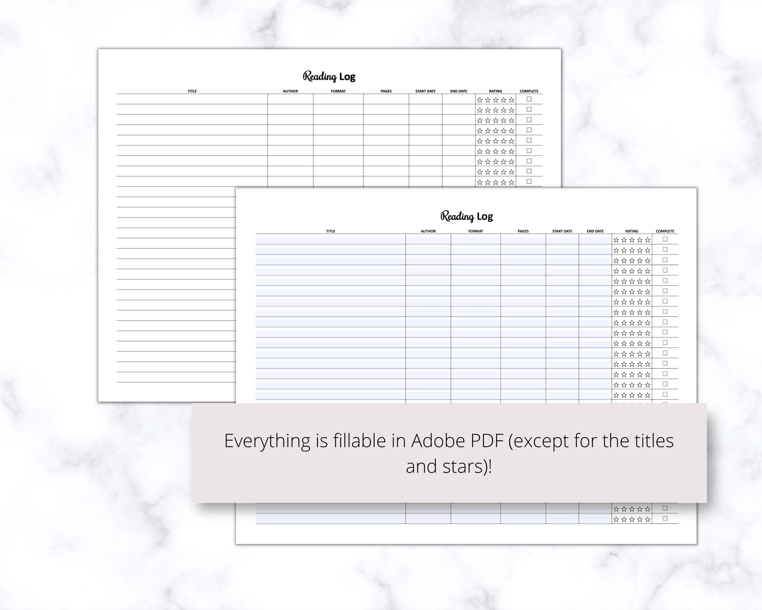 Reading Log Printable PDF, Book Tracker, Book Progress Tracker ...