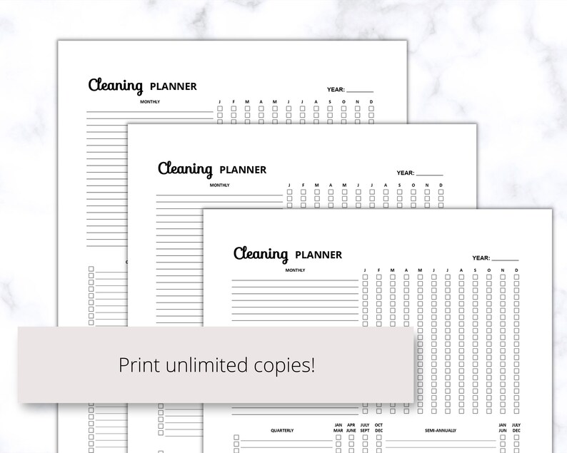 Cleaning Planner Portrait Printable PDF, Monthly, Quarterly, Semi ...