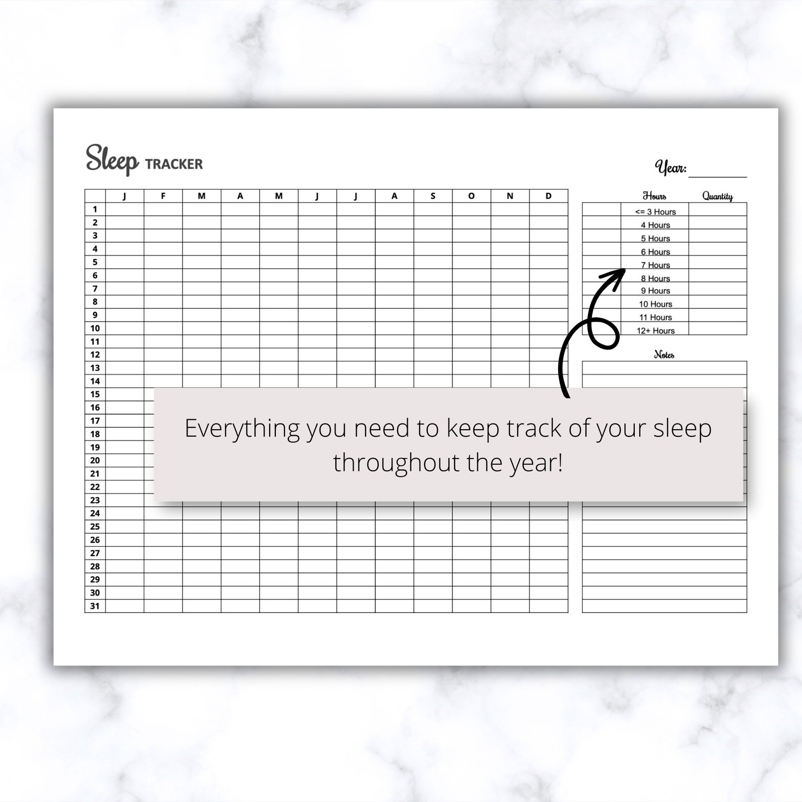 Sleep Tracker Printable PDF, Sleep Log Printable, Sleep Tracker Sheet, Printable Sleep Planner ...