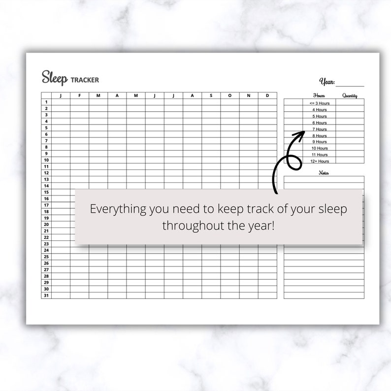 Sleep Tracker Printable PDF, Sleep Log Printable, Sleep Tracker Sheet ...